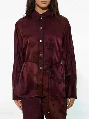 GANNI Floral Motif Tie-waist Shirt