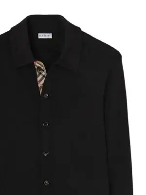 Burberry Check-trim Button-up Sweater - Black