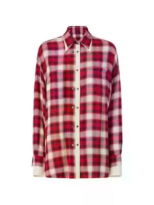 Pinko Oversized Shirt With Check Pattern - Red