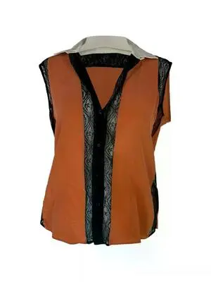 Sandro Lace-trimmed Blouse - Orange