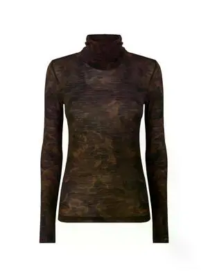 Pinko Floral Print Roll Neck Top - Green