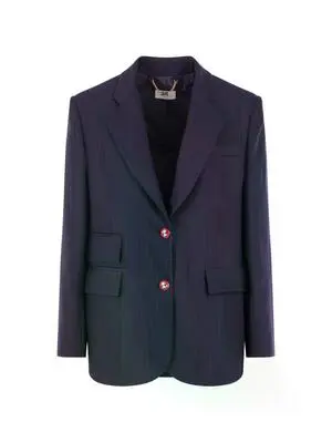 Elisabetta Franchi Pinstripe-pattern Logo-button Blazer