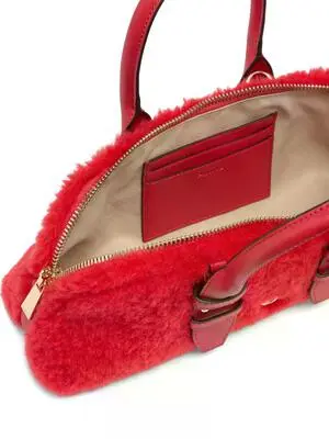Pinko Love Birds Faux-shearling Tote Bag - Red