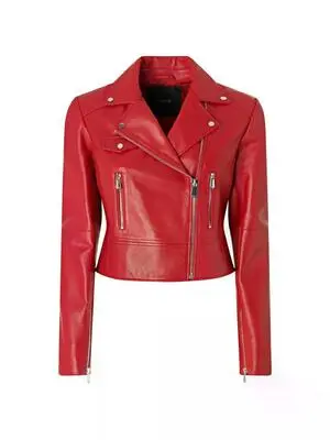 Pinko Biker Leather Jacket - Red