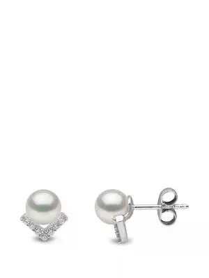 Yoko London Freshwater Pearl And Diamond Earrings In 18k White Gold