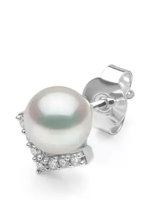 Yoko London Freshwater Pearl And Diamond Earrings In 18k White Gold
