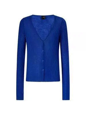 Pinko Ribbed Knit V-neck Cardigan - Blue