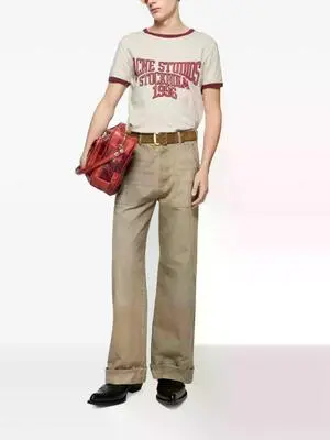 Acne Studios Logo-print Ringer T-shirt - Neutrals