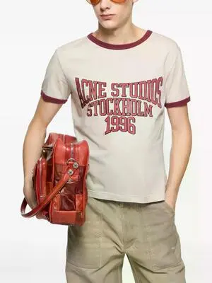 Acne Studios Logo-print Ringer T-shirt - Neutrals