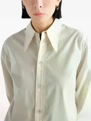 LEMAIRE Pointed Collar Shirt In Washed Cotton Silk - Neutrals