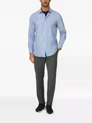 Boggi Milano Shirt Striped Stretch Nylon B Tech Slim Fit - Blue