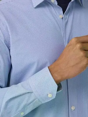 Boggi Milano Shirt Striped Stretch Nylon B Tech Slim Fit - Blue