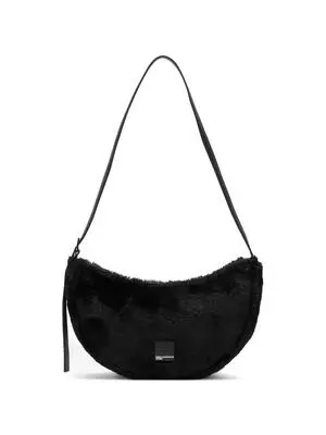 Karl Lagerfeld Faux-fur Logo Patch Shoulder Bag - Black