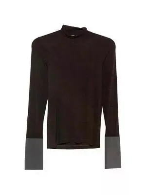 ALYSI Contrast-cuff High-neck Sweater - Brown