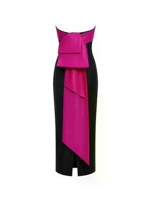 Badgley Mischka Strapless Bow-detailed Maxi Dress