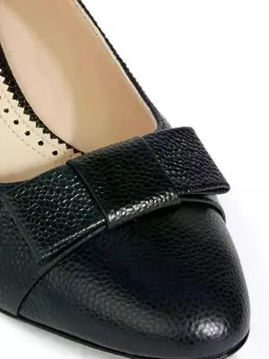 Thom Browne Bow-detailed Pebbled-leather Pumps