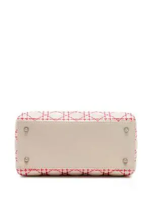 Dior 2012 Medium Lambskin Cannage Stitched Lady Satchel - Neutrals