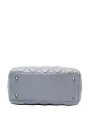 Dior 2015 Medium Metallic Lambskin Cannage Lady Satchel - Grey
