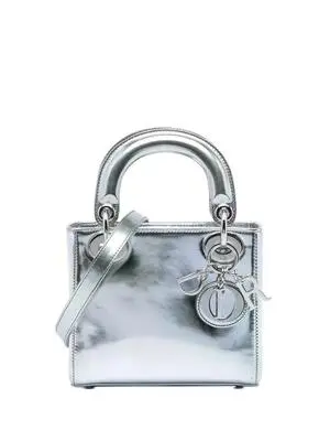 Dior 2013 Mini Metallic Patent Lady Satchel - Silver