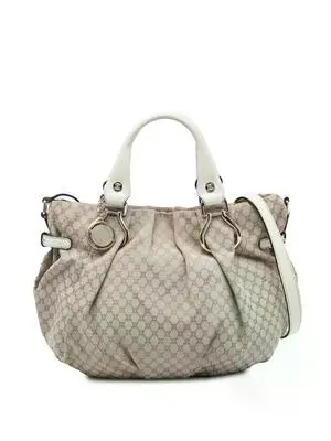 Celine 2009 Macadam Canvas Pillow Satchel - Neutrals
