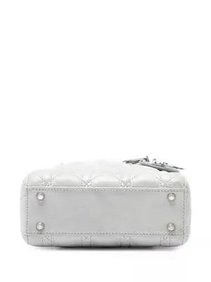 Dior 2015 Mini Iridescent Lambskin Cannage Lady Satchel - Silver
