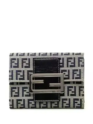 Fendi 2000-2010 Zucchino Canvas Trifold Wallet Small Wallets - Grey