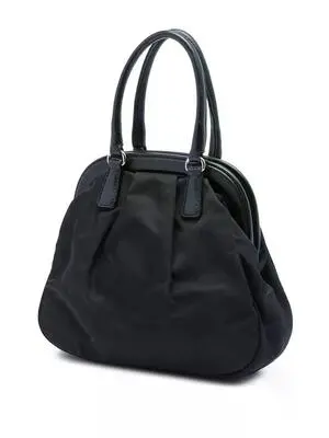 Prada 2000-2013 Beaded Tessuto Evening Bear Frame Handbag Shoulder Bag