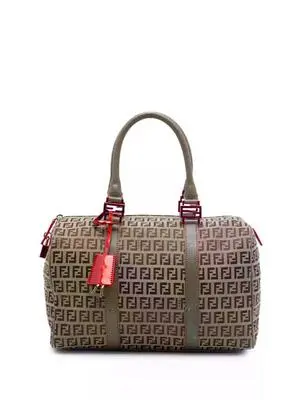Fendi 2010-2026 Zucchino Canvas Forever Bauletto Boston Bag - Neutrals