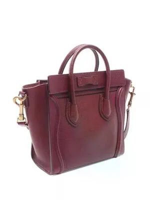 Celine Leather Luggage Nano Satchel - Red
