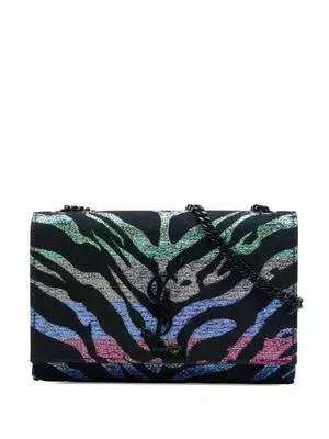 Saint Laurent Canvas Metallic Tiger Print Monogram Kate Crossbody Bag