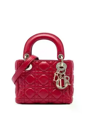 Dior 2017 Mini Lambskin Cannage Lady Satchel - Red