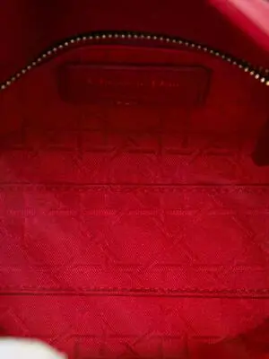 Dior 2017 Mini Lambskin Cannage Lady Satchel - Red