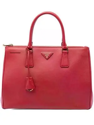 Prada 2010-2026 Large Saffiano Lux Galleria Double Zip Tote Bag - Red