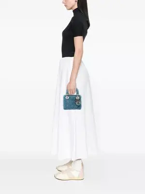 Dior 2020 Mini Velvet Cannage Lady Satchel - Blue