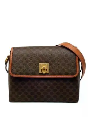 Celine 2014 Macadam Coated Canvas Crossbody Bag - Brown