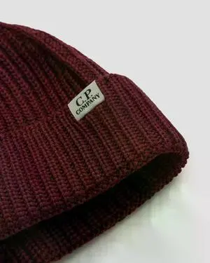 C.P. COMPANY Logo-patch Ribbed Beanie Hat