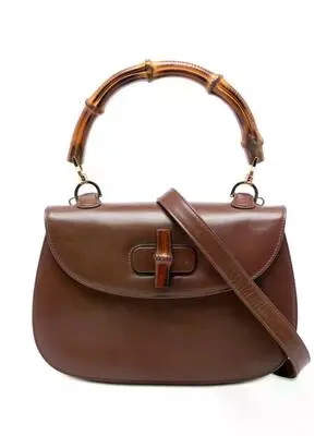 Gucci 2000-2015 Medium Calfskin Bamboo Top Handle Bag Satchel - Brown