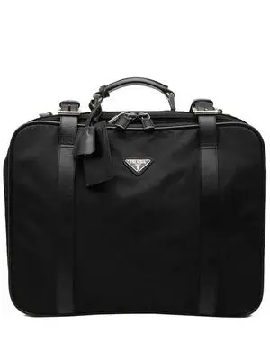 Prada 2000-2013 Saffiano Trimmed Tessuto Suitcase Bag Travel Bag - Black