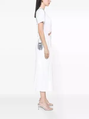 Miu Miu 2010-2026 Mini Metallic Matelasse Nappa Crystal Chain Bucket Bag - Silver