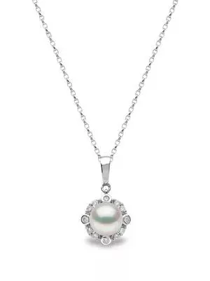 Yoko London Freshwater Pearl And Diamond Necklace - Silver