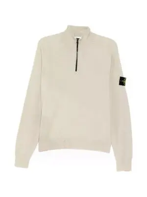 Stone Island Compass-patch Half-zip Sweater - Neutrals