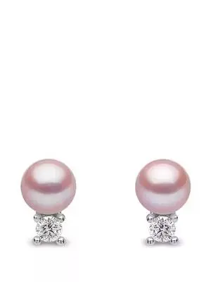 Yoko London Freshwater Pearl And Diamond Earrings - Silver