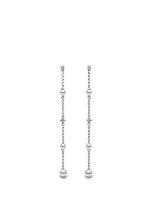 Yoko London Freshwater Pearl And Diamond Earrings - Silver