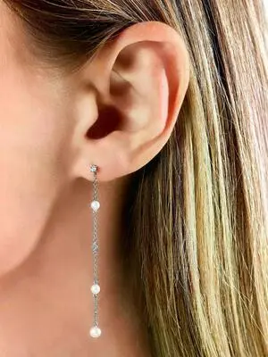 Yoko London Freshwater Pearl And Diamond Drop Earrings