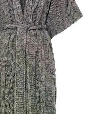 Malo Short-sleeve Cable-knit Belted Cashmere Coat