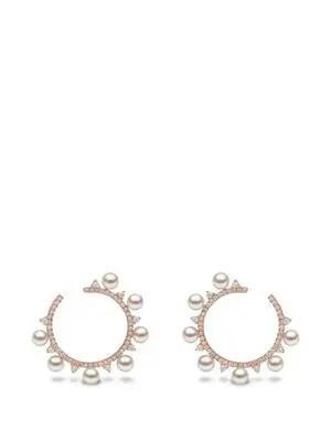 Yoko London Pearl And Diamond Hoop Earrings - Pink