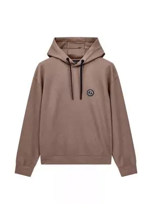 Giorgio Armani Logo-patch Drawstring Hoodie - Brown