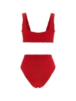 Hunza G Nadine Bikini With Gold Hoop Detail - Red