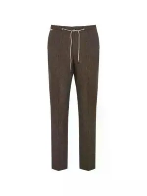 Corneliani Drawstring-waist Pressed-crease Trousers - Brown