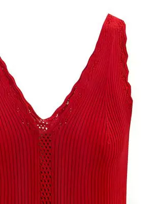 TWINSET Ribbed Open-knit Top - Red